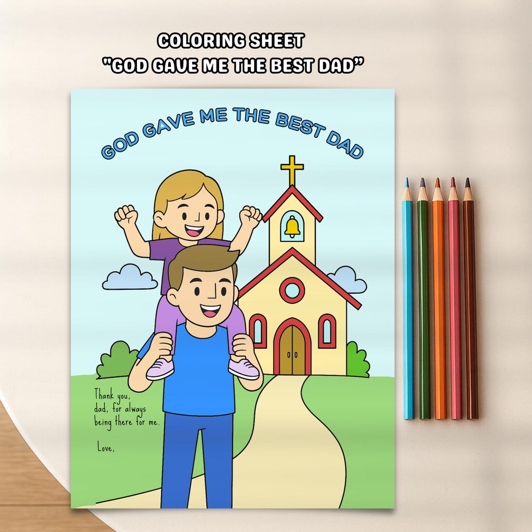 Father's Day Coloring Page: Christian Kids Church Activity (PDF ...