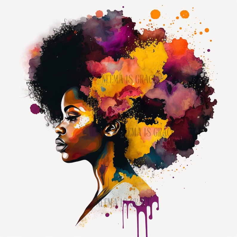 Colorful Black Woman - Digital Art, Wall Art, Black Girl Magic, Self ...