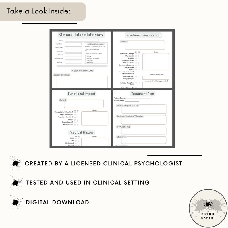 Clinical Intake Interview Form - Etsy