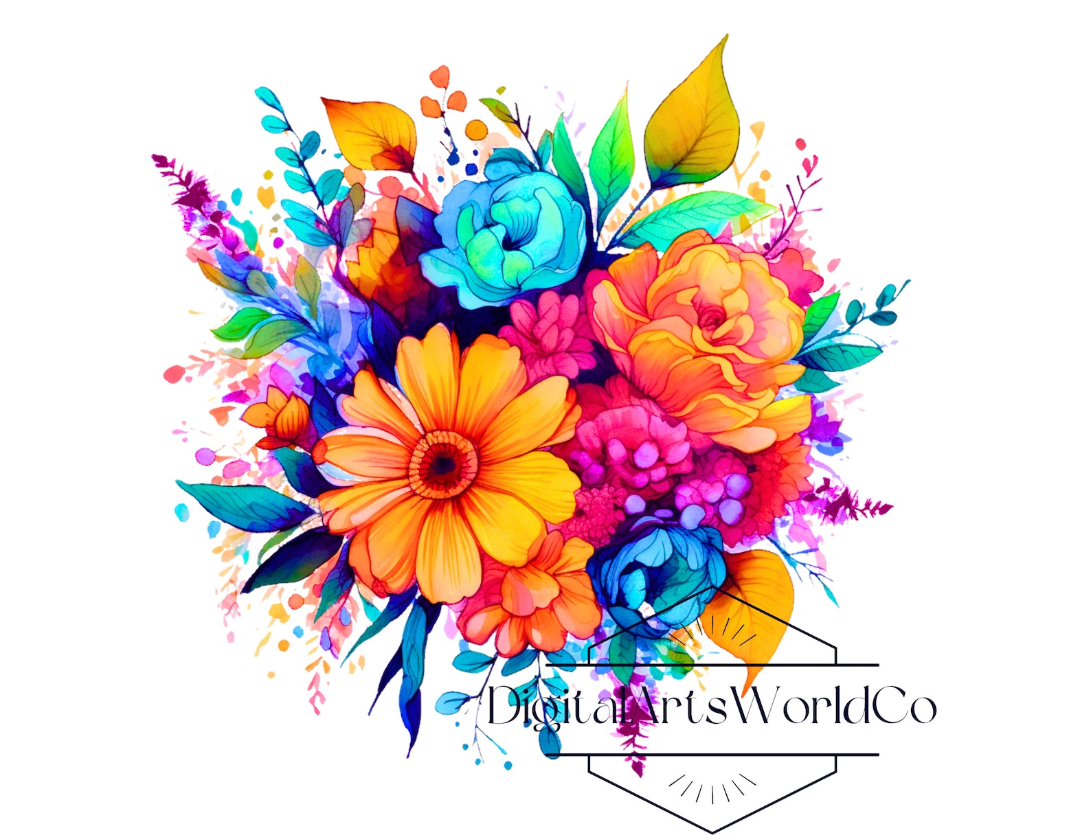 Flowers Png, Colorful Flowers Clipart, Flowers Clipart Digital Download ...
