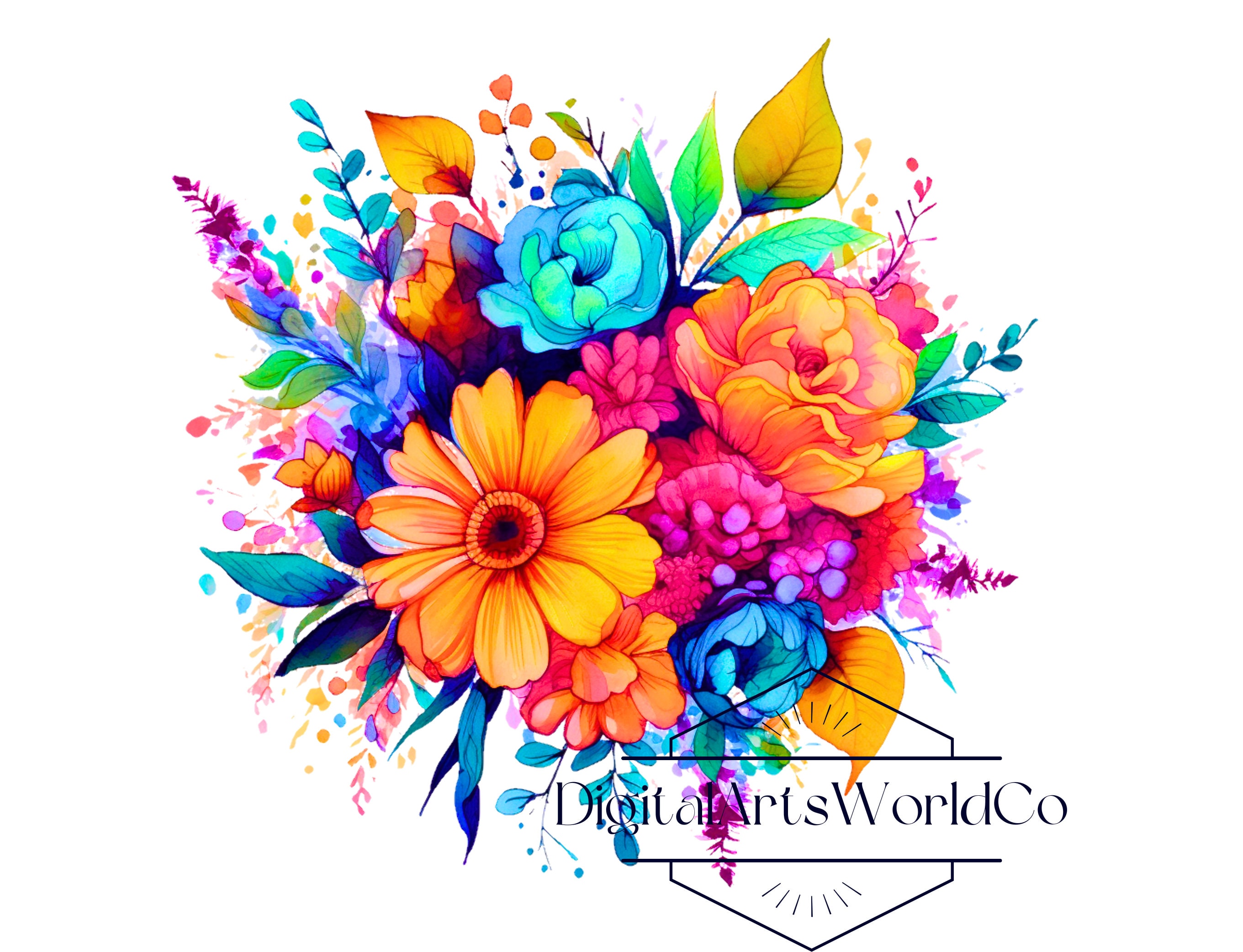 Flowers Png, Colorful Flowers Clipart, Flowers Clipart Digital Download ...