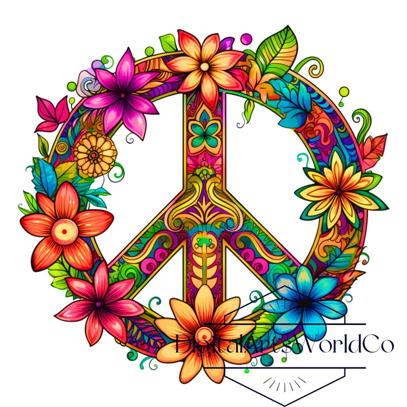 Flower Peace Sign - Etsy