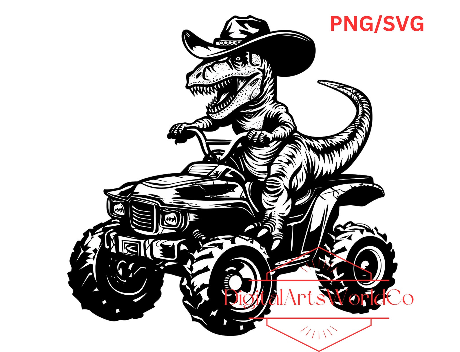 T Rex Riding ATV, Svg, Dinosaur Clipart Silhouette, T Rex Clipart, Cut ...