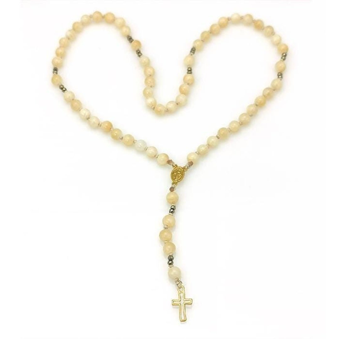 Traditional Rosary, Catholic Holy Rosary Prayer Beads, Yellow Jade and ...