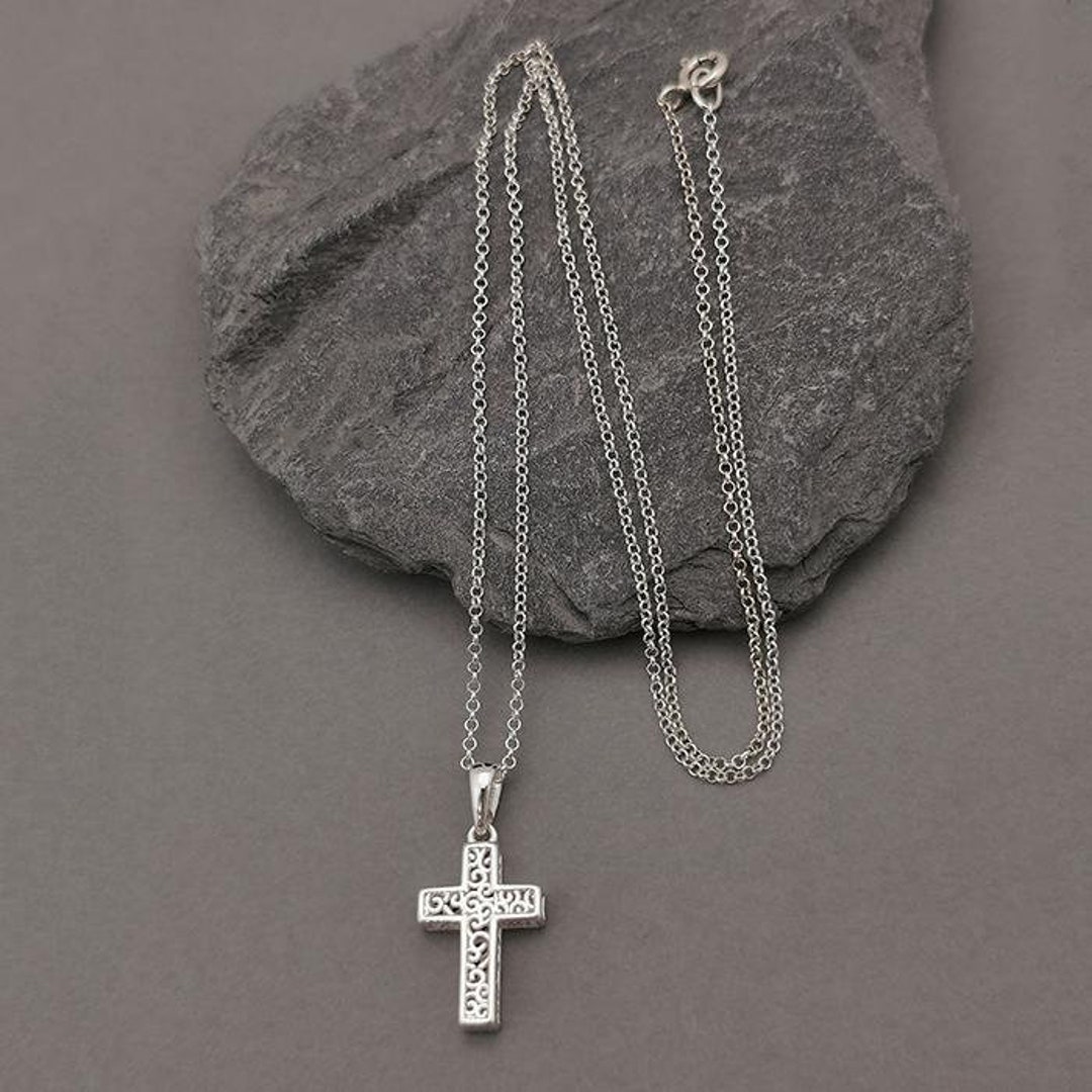 Sterling Silver Cross Necklace, Openwork Pendant, Christian Gift - Etsy