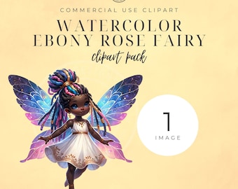 African American Fairy Clipart Whimsical Watercolor Fairy Ebony Orchid ...