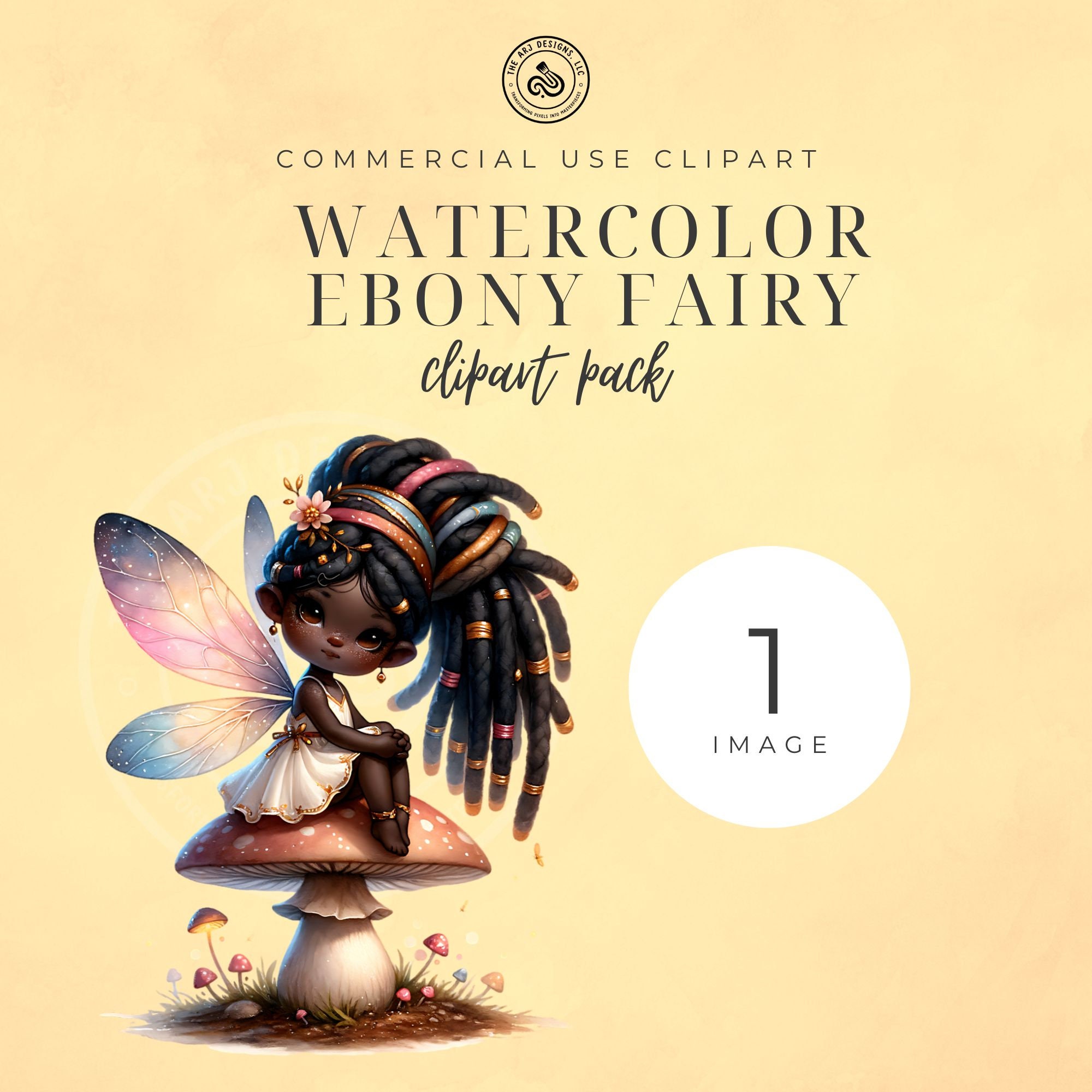 African American Fairy Clipart Whimsical Watercolor Fairy Ebony Grace ...