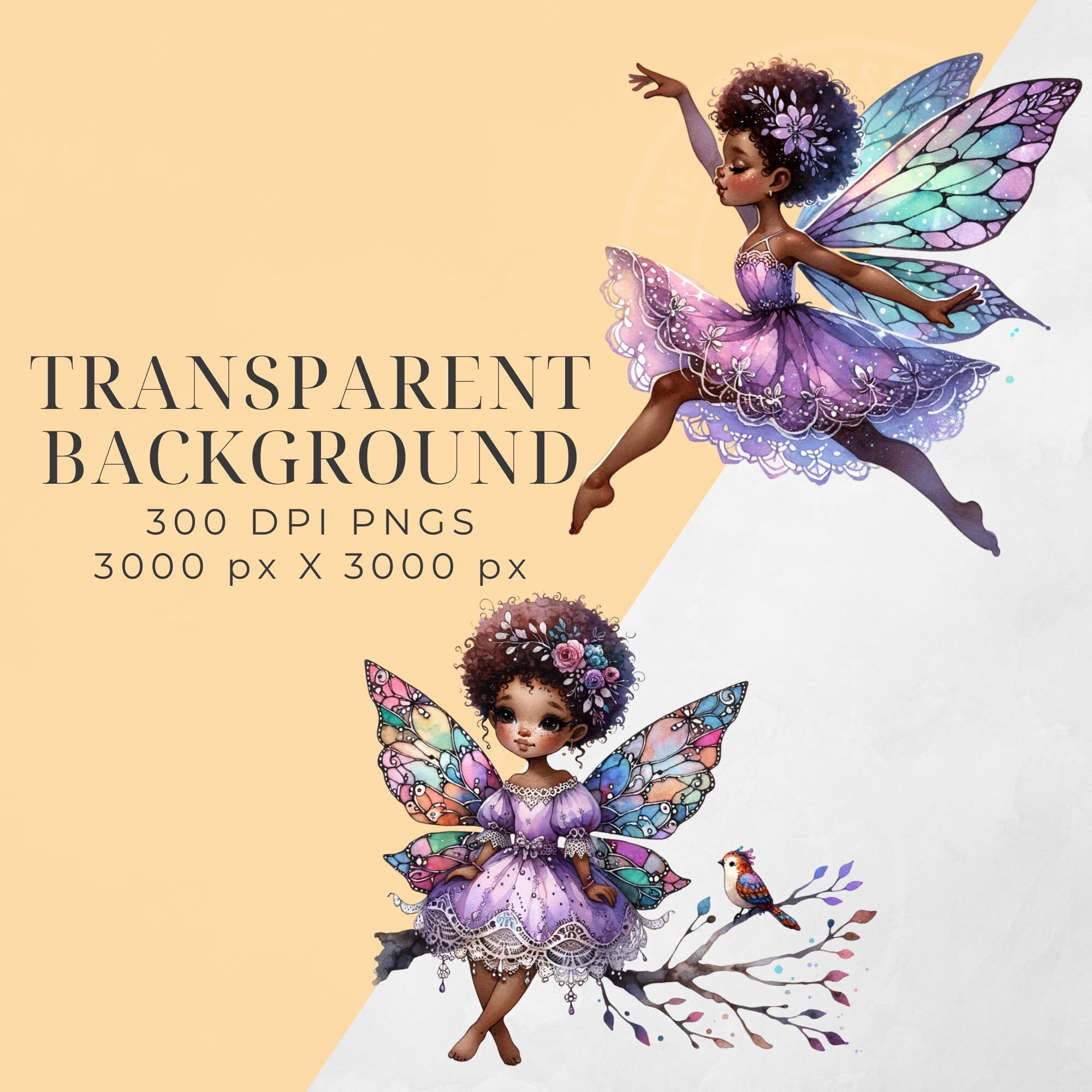 African American Fairy Clipart Whimsical Watercolor Fairy Ebony Orchid ...