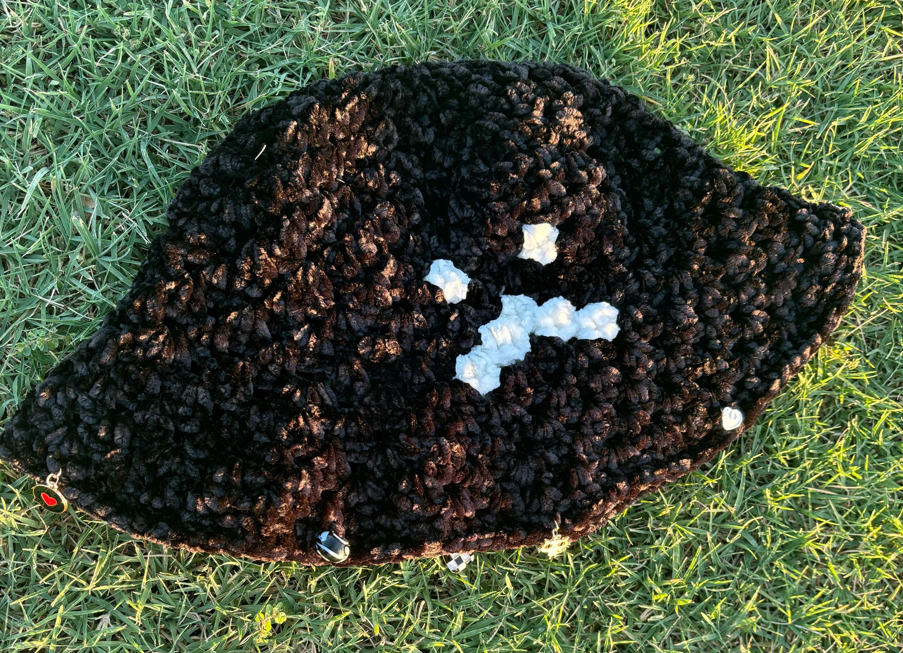 Happy Sad Face Bucket Hat Custom Velvet Crochet Trendy & Unique ...