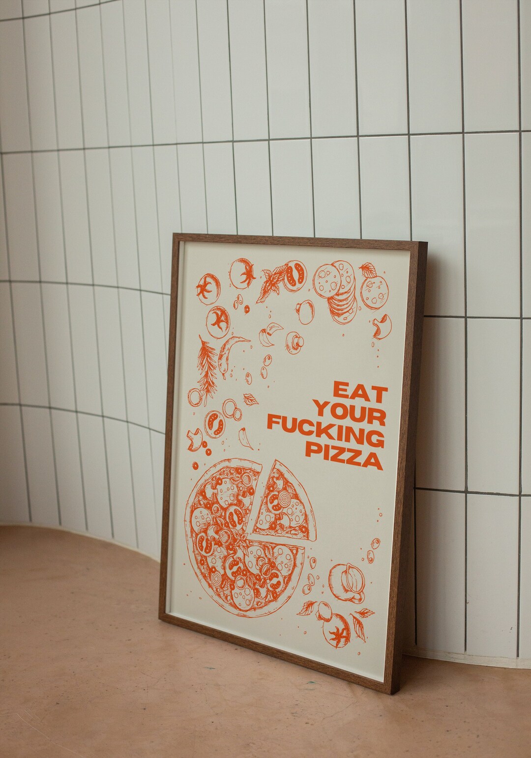 Pizza Art Food Illustration Kitchen Decor Digital Poster Pizza Lover ...