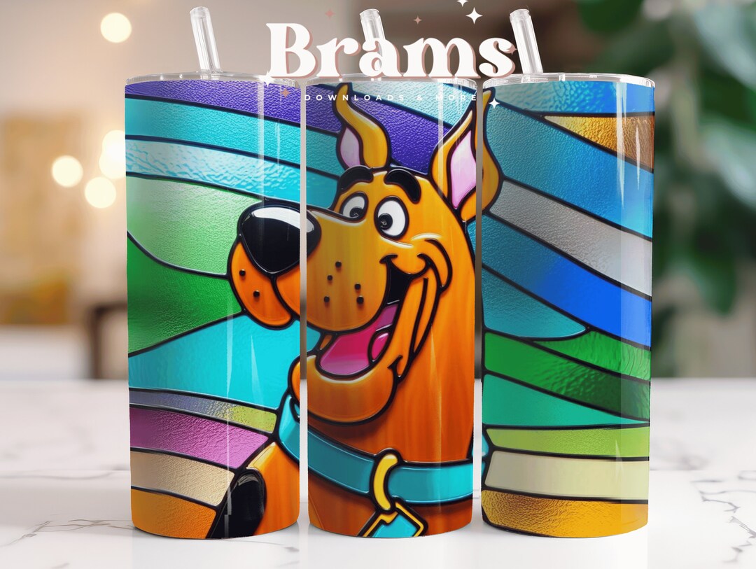 20 Oz Stained Glass Scooby Dog Tumbler Wrap, PNG, Sublimation Design ...