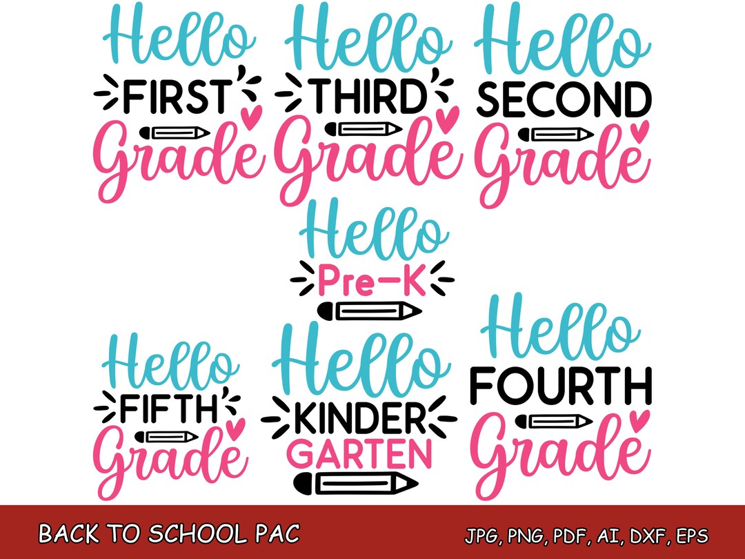 Back to School SVG Bundle, First Day of School Svg, Hello Second Grade ...