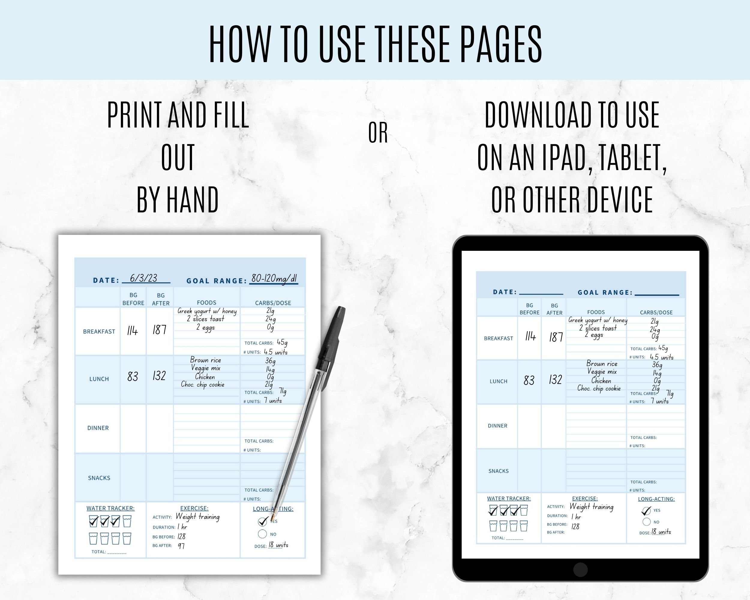 Digital Diabetic Journal Printable Blood Sugar Tracker Type - Etsy