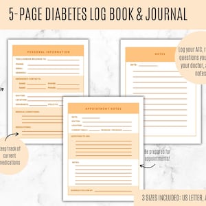 Digital Diabetes Log Book Printable Blood Sugar Tracker Type 1 - Etsy