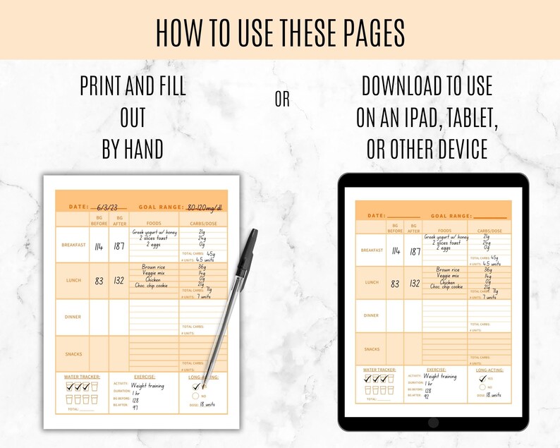 Digital Diabetes Log Book Printable Blood Sugar Tracker Type 1 - Etsy