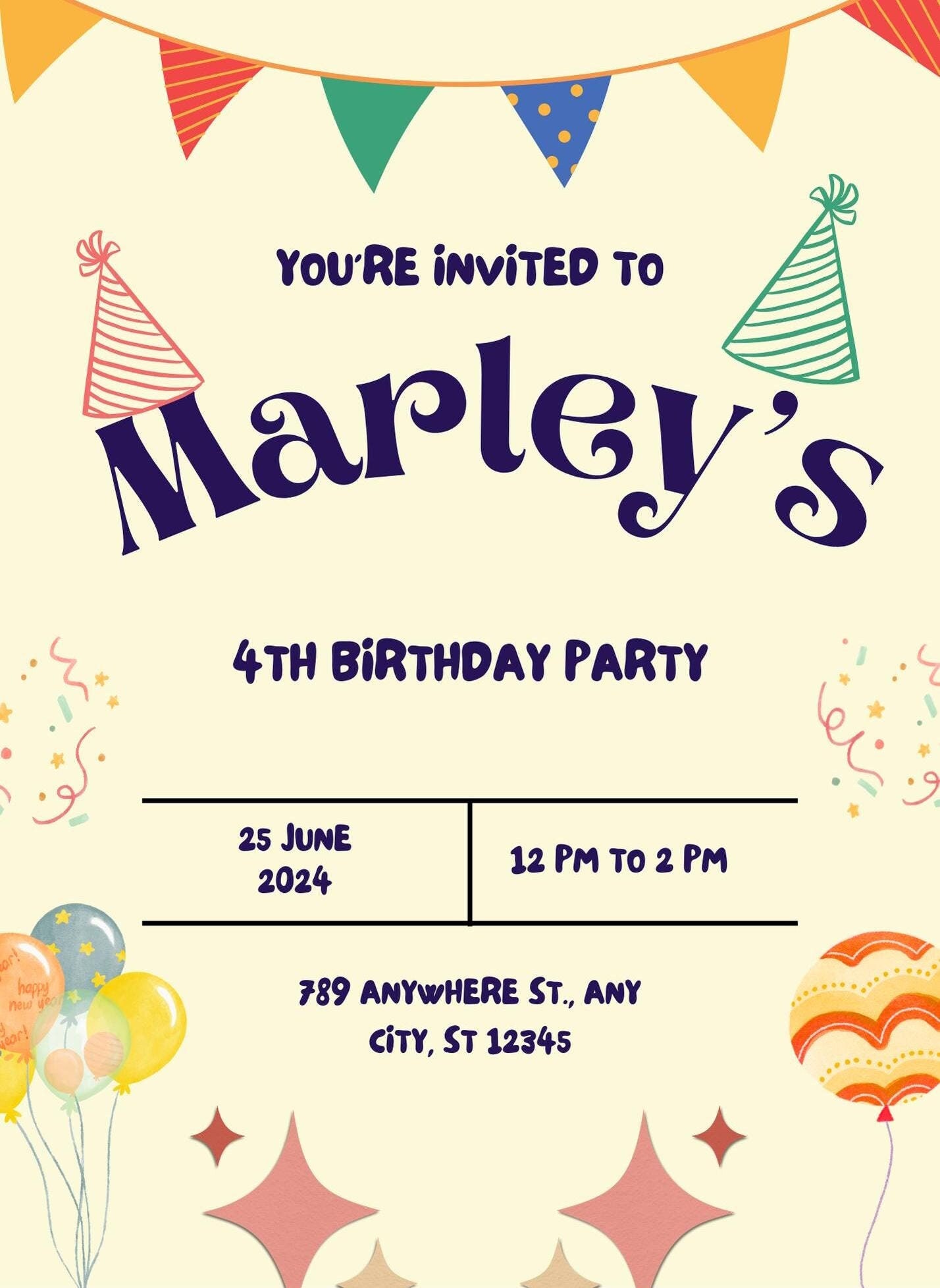 Editable Festive Birthday Invitation - Etsy