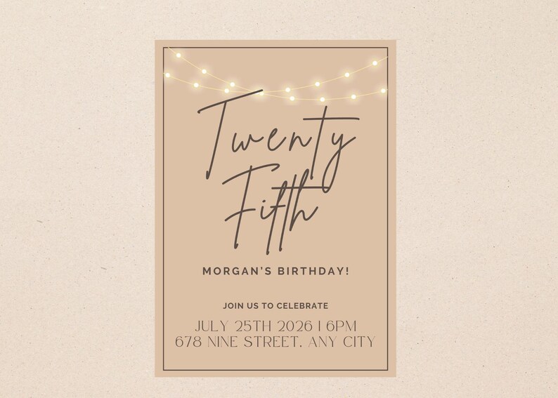 Editable Neutral Birthday Invitation - Etsy