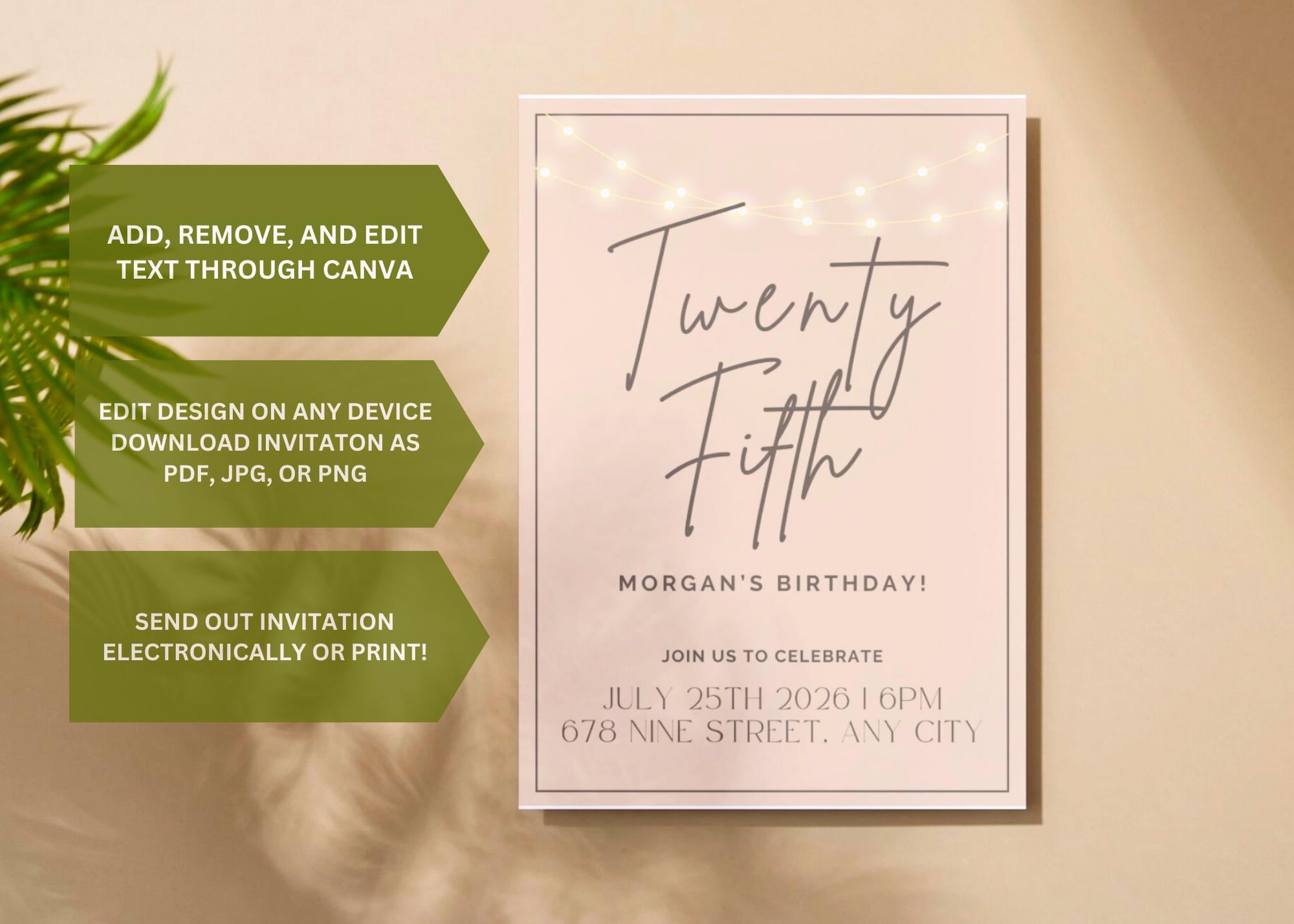 Editable Neutral Birthday Invitation - Etsy