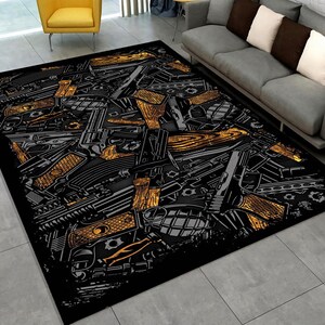 Dark Tactical Rug: Edgy Urban Game Room Decor - Etsy