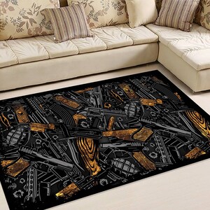 Dark Tactical Rug: Edgy Urban Game Room Decor - Etsy