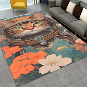 Cat Rug, Cute Cat Decor, Cat Lover Rug, Nonslip Animal Print, Home ...