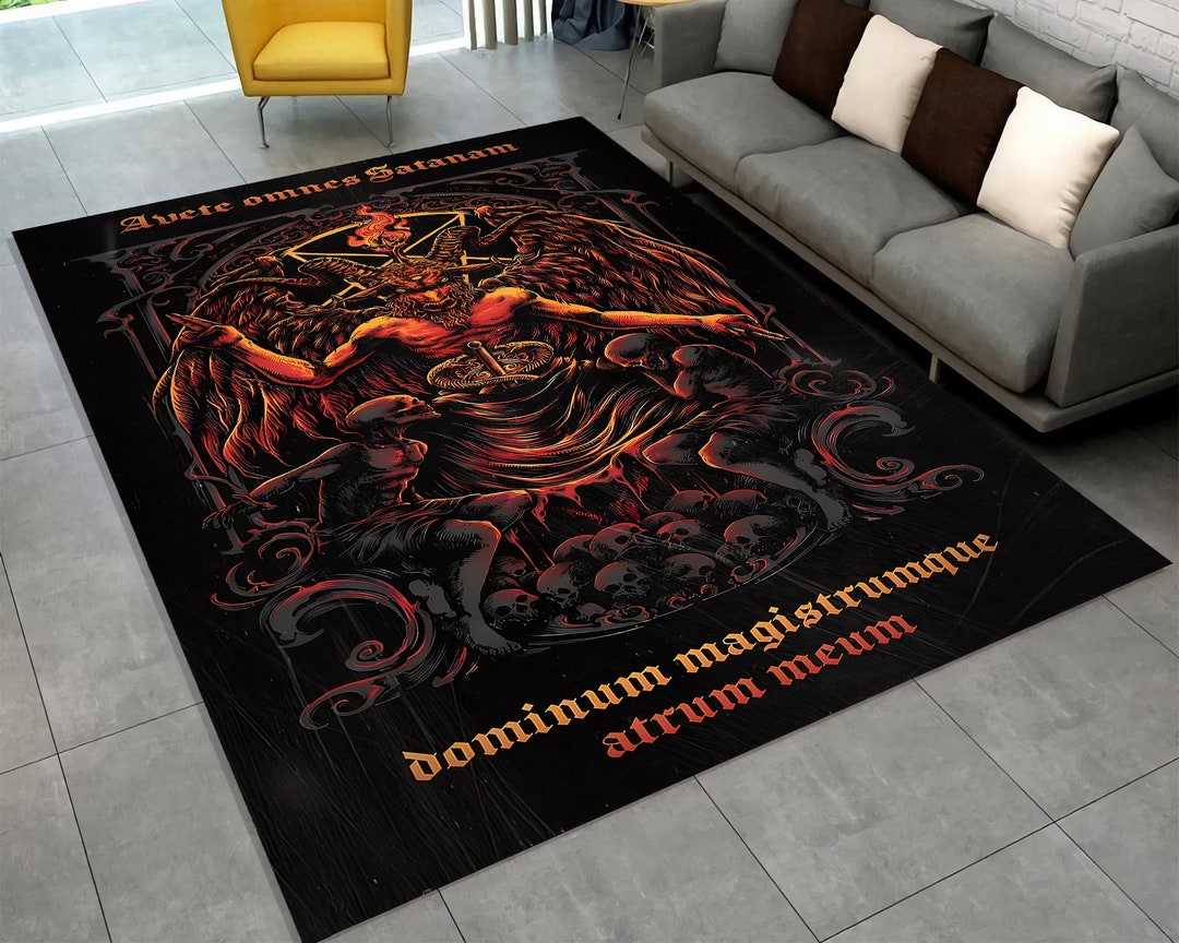 Dark Gothic Art Rug, Occult Baphomet Inspired Rug for Alternative Home ...