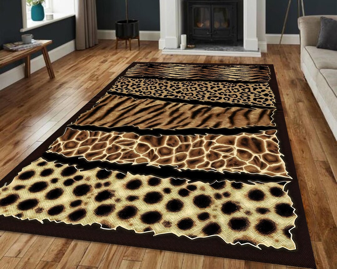 Safari Patchwork Rug With Leopard Tiger Zebra, Giraffe Lattice Rug in ...