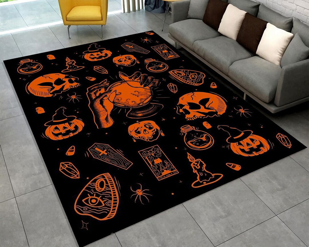 Pumpkin Rug, Halloween Rug, Fall Home Decoration, Orange Pumpkin Decor ...