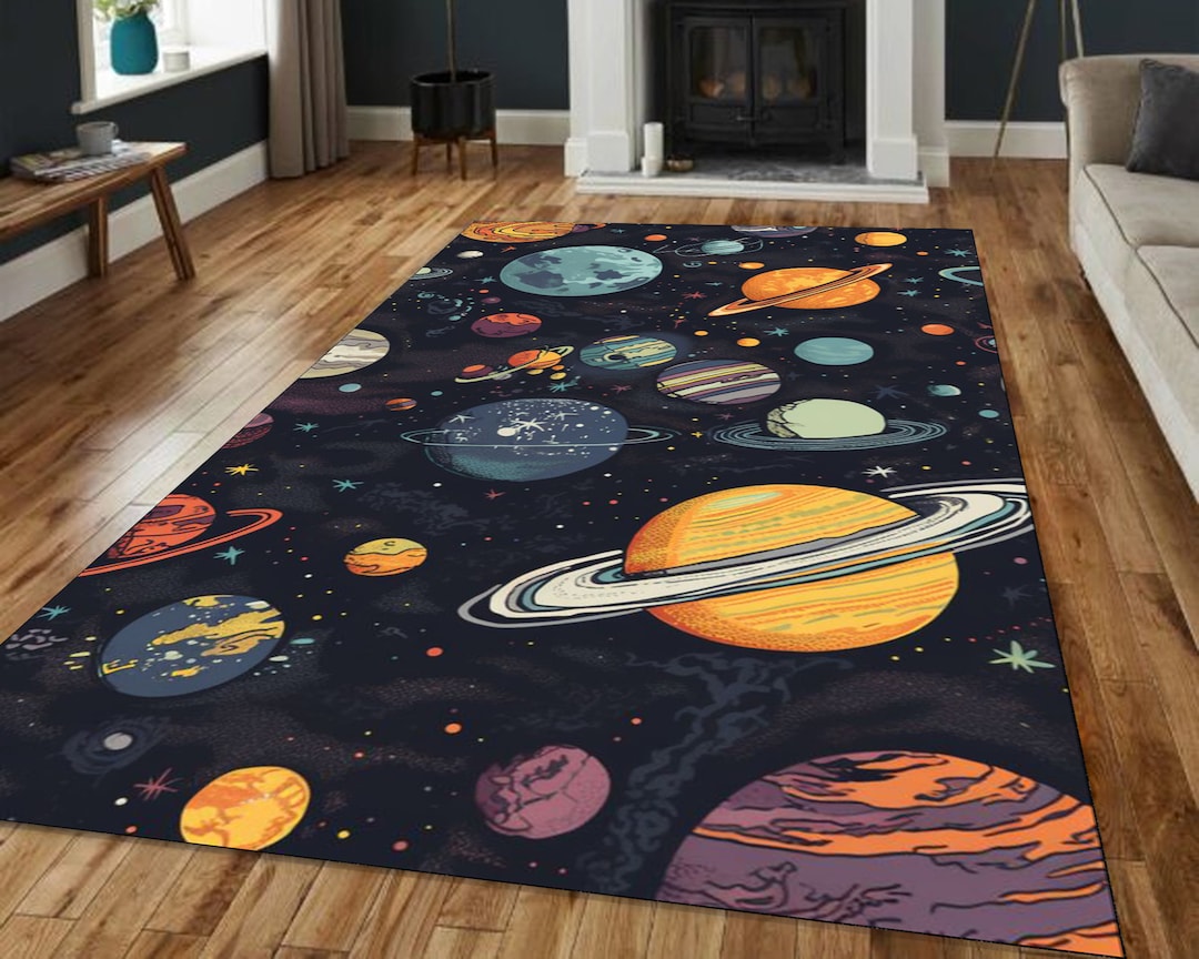 Galaxy Rug: Colorful Solar System Planets for Kids Room - Etsy