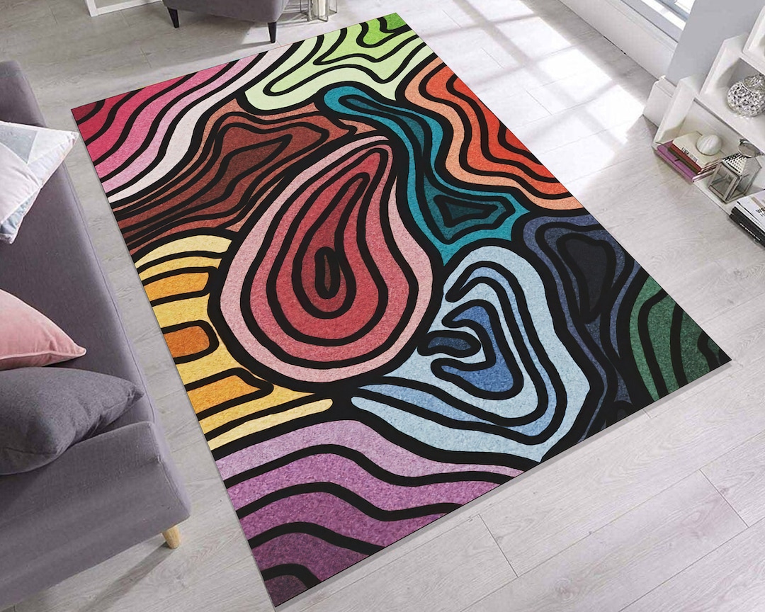 Rainbow Soft Color Irregular Shapes Modern Decor Rug Fasion - Etsy