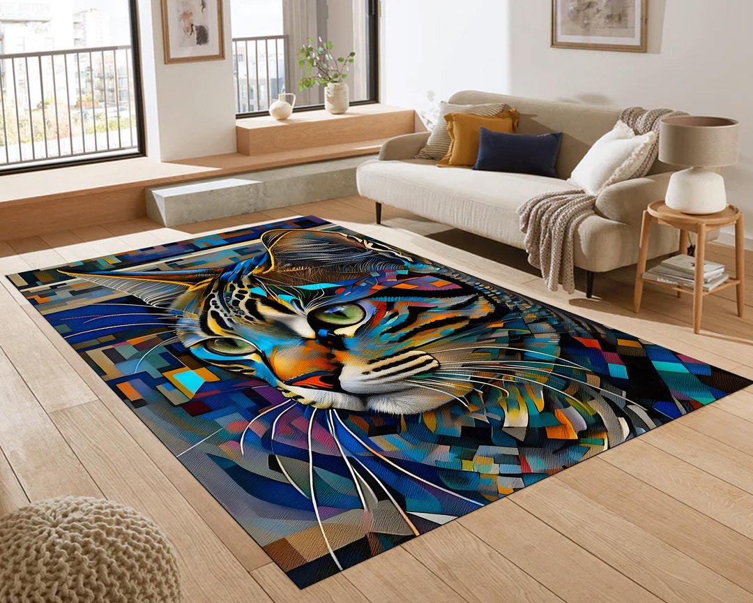 Cat Design Rug, Cat Rug, Cat Decor, Special Design Rug, Small Rug ...
