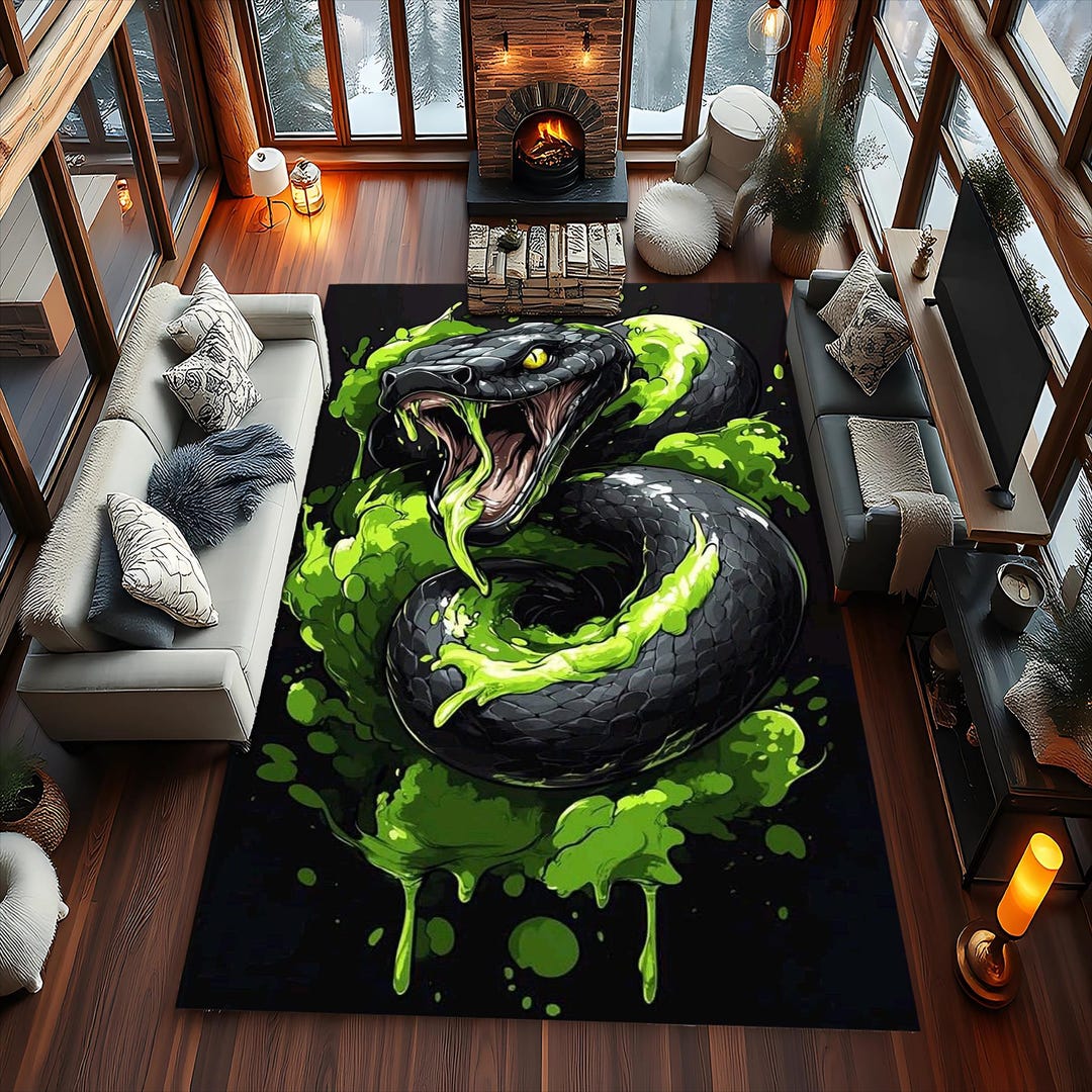 Venom Snake Rug, Neon Green Drip Serpent Graphic Gothic Decor - Etsy