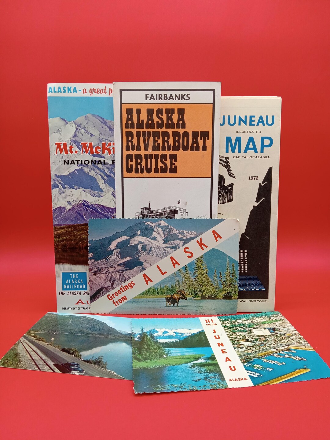 Vintage Alaska Ephemera Bundle Postcards, Maps, Brochures Includes ...