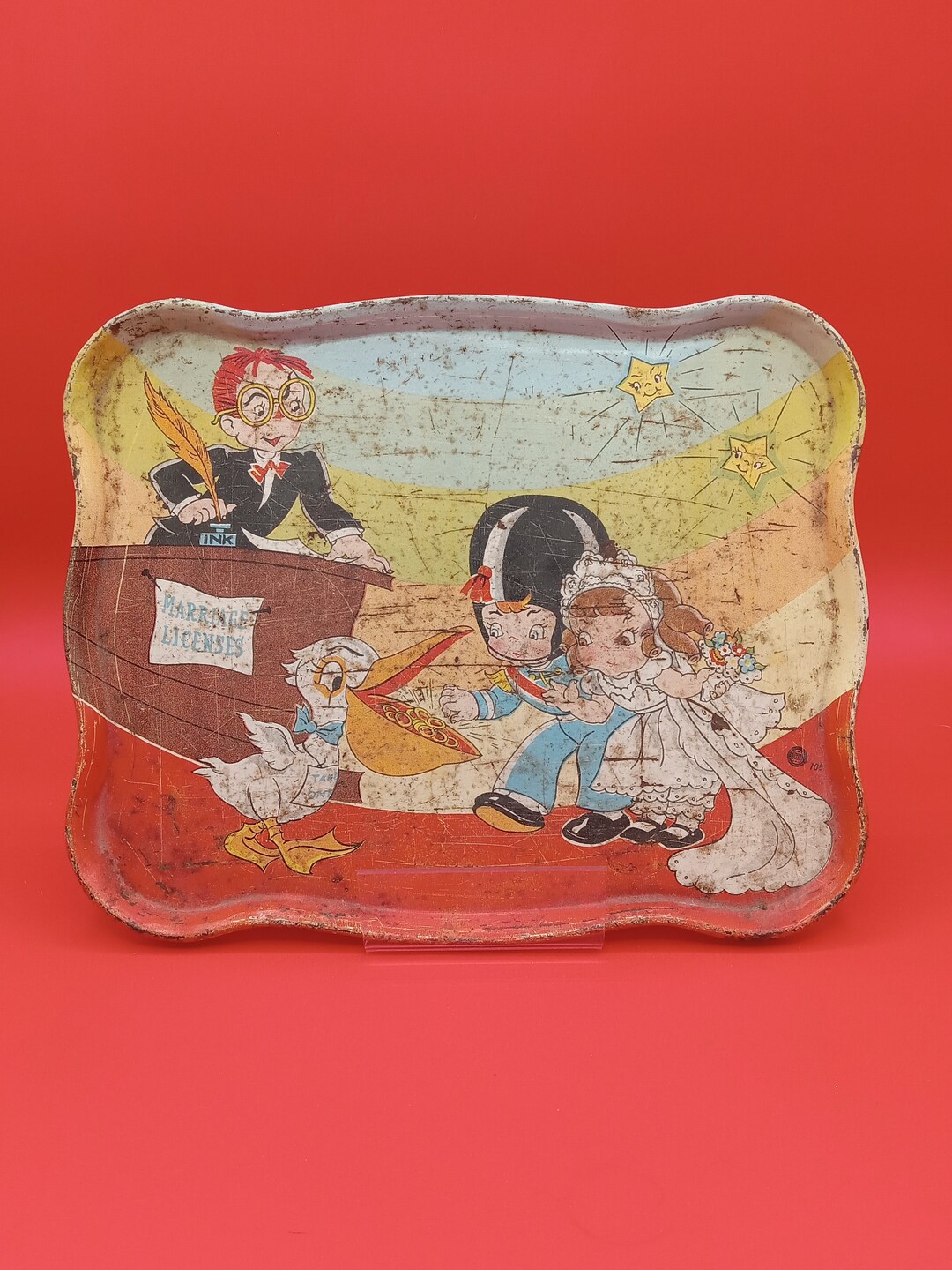 Vintage Ohio Art Metal Tray Marriage Licenses - Etsy