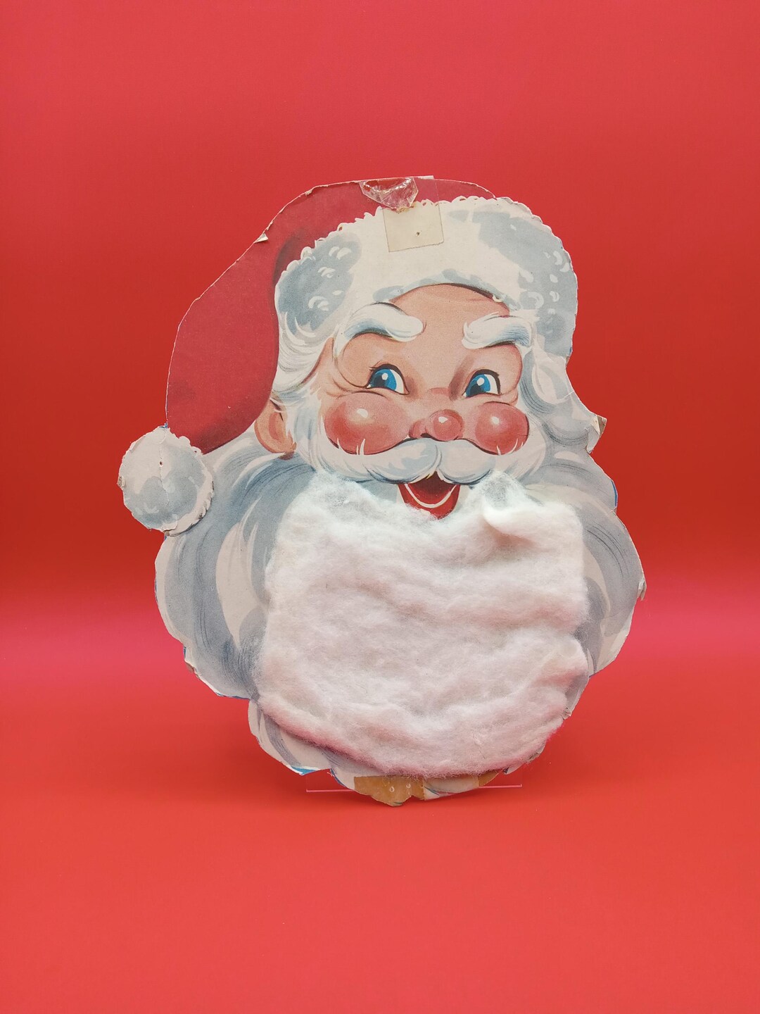 Vintage Santa Cardboard Cut Out With Cotton Beard - Etsy