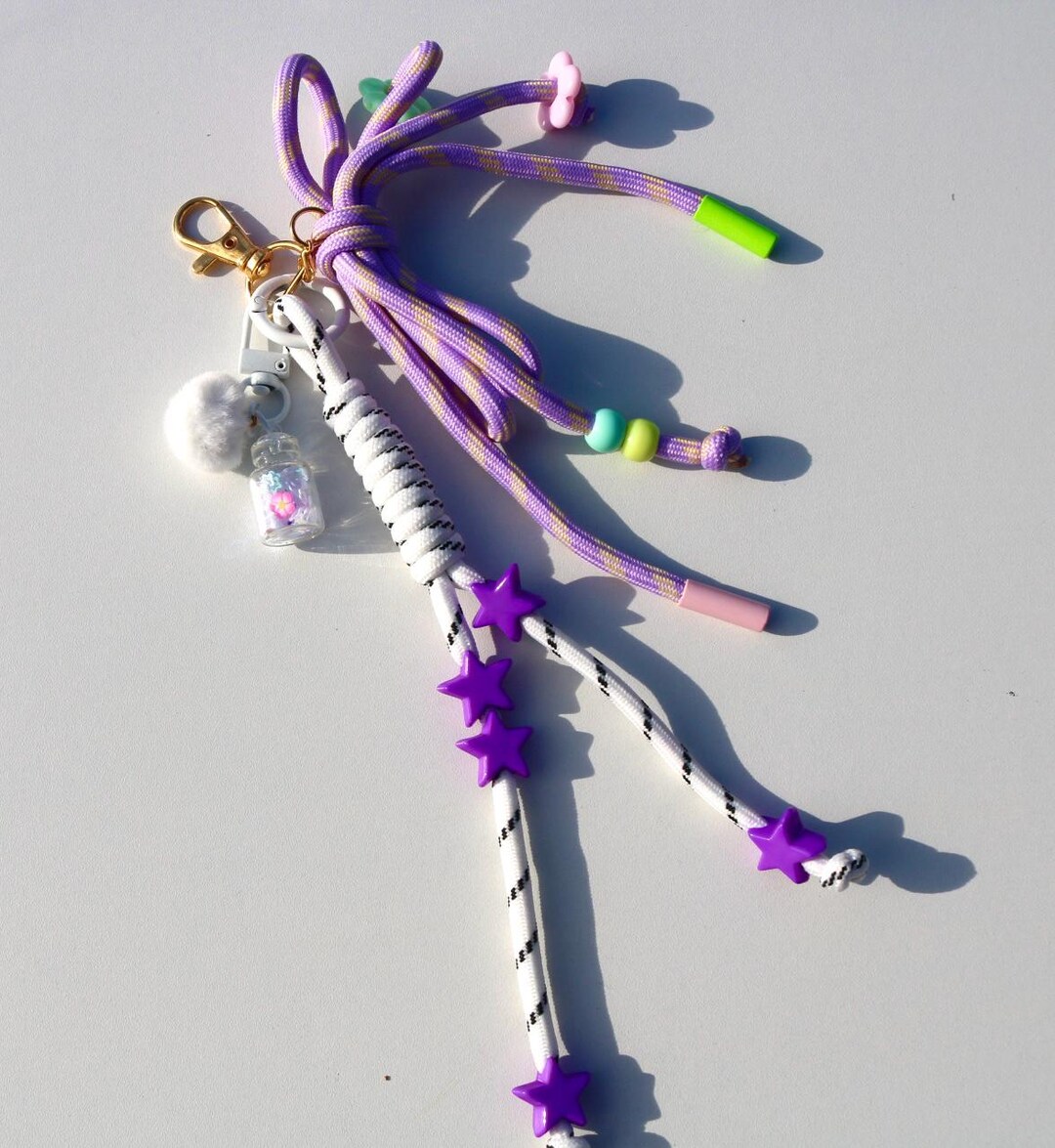 Pastel Paracord Keychain Charm: Kawaii Star, Y2K Bag Accessory - Etsy