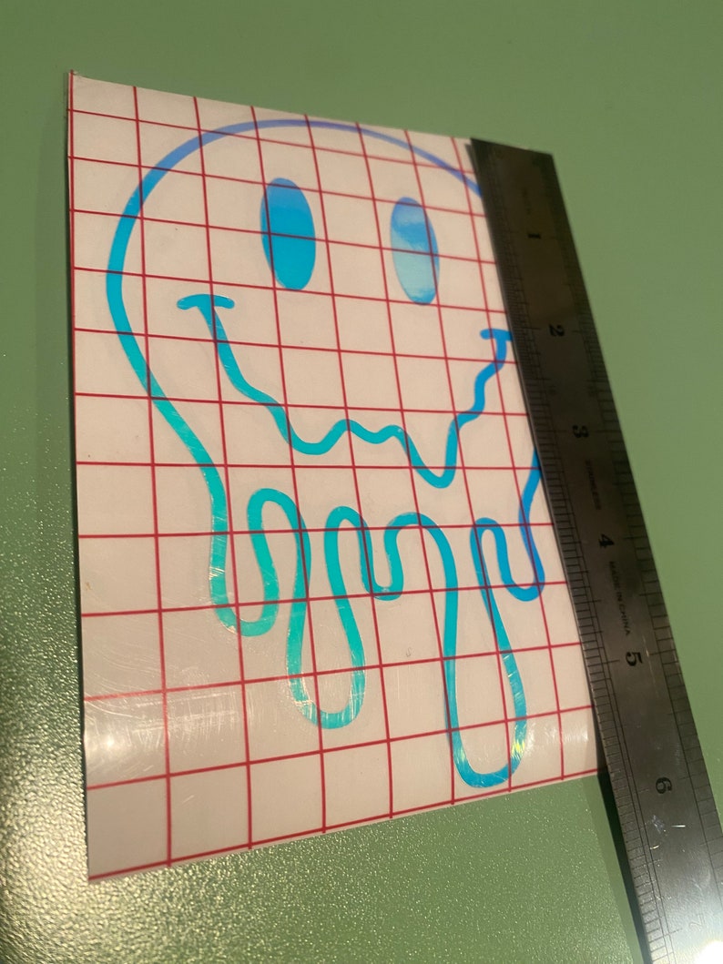 Drippy Smiley Face Holographic or White Vinyl Decal Sticker - Etsy
