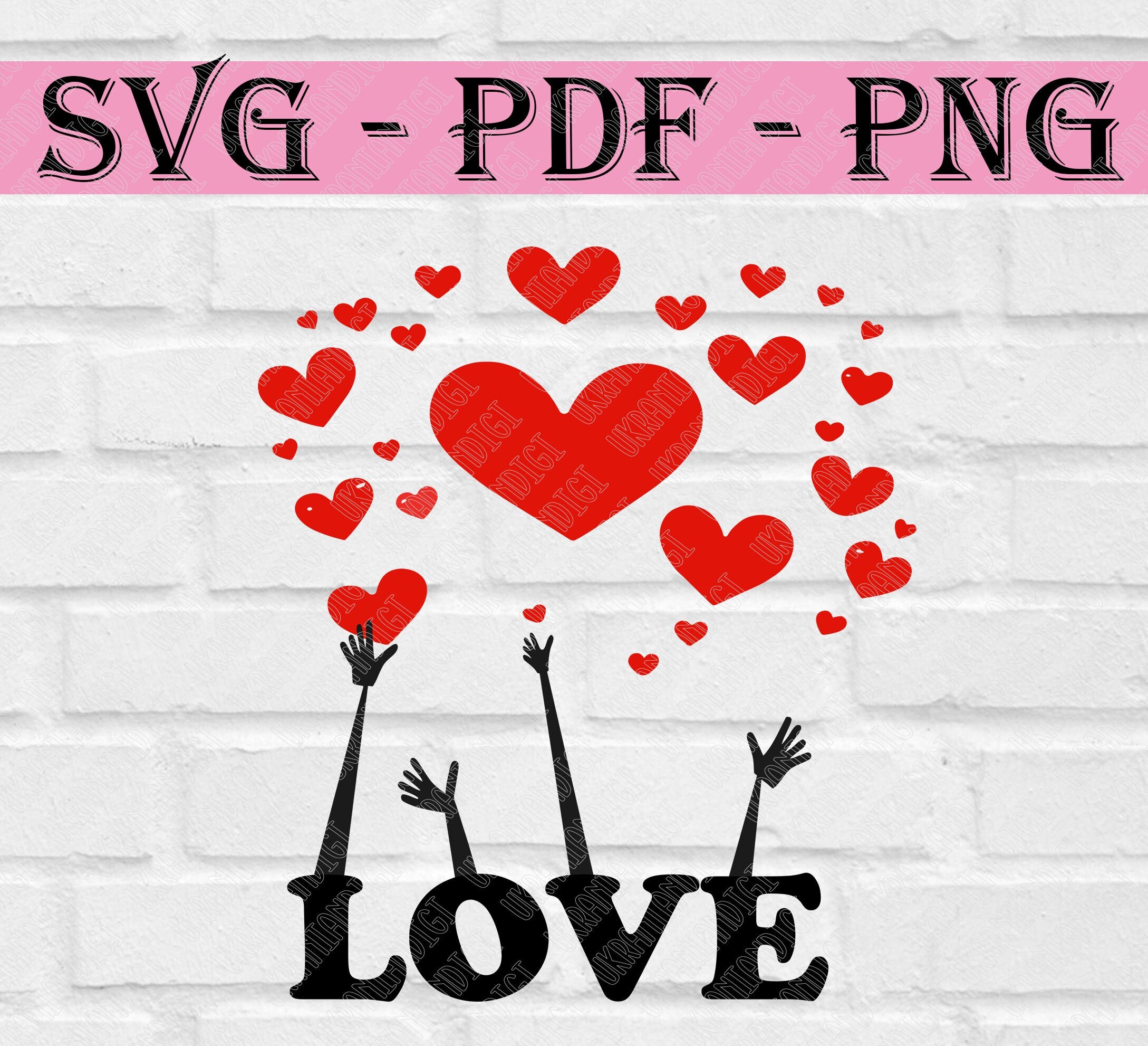 SVG Love Sticker, Funny Svg Sticker, Hands SVG, Red Hearts Svg PNG, T ...