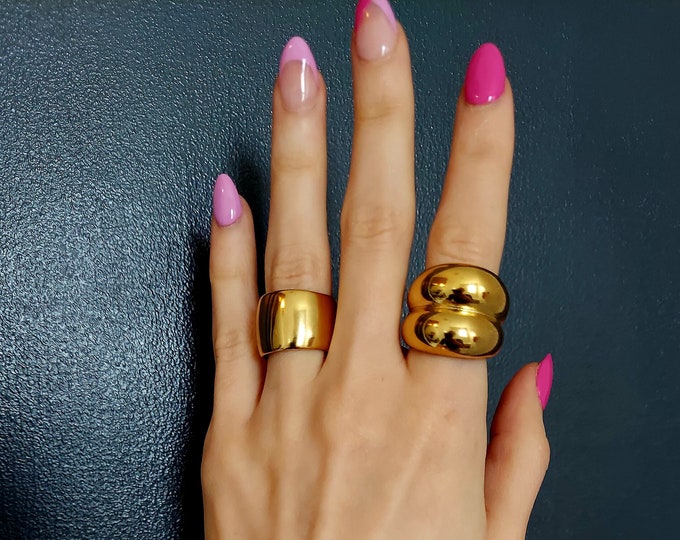 Chunky Ring, Big Ring, Statement Ring, Gold Ring, Bold Dome Ring, 18K Gold Ring, Everyday Ring ...