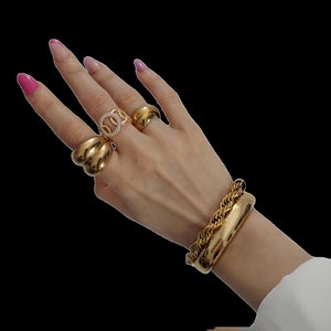 Chunky Ring, Big Ring, Statement Ring, Gold Ring, Bold Dome Ring, 18K ...