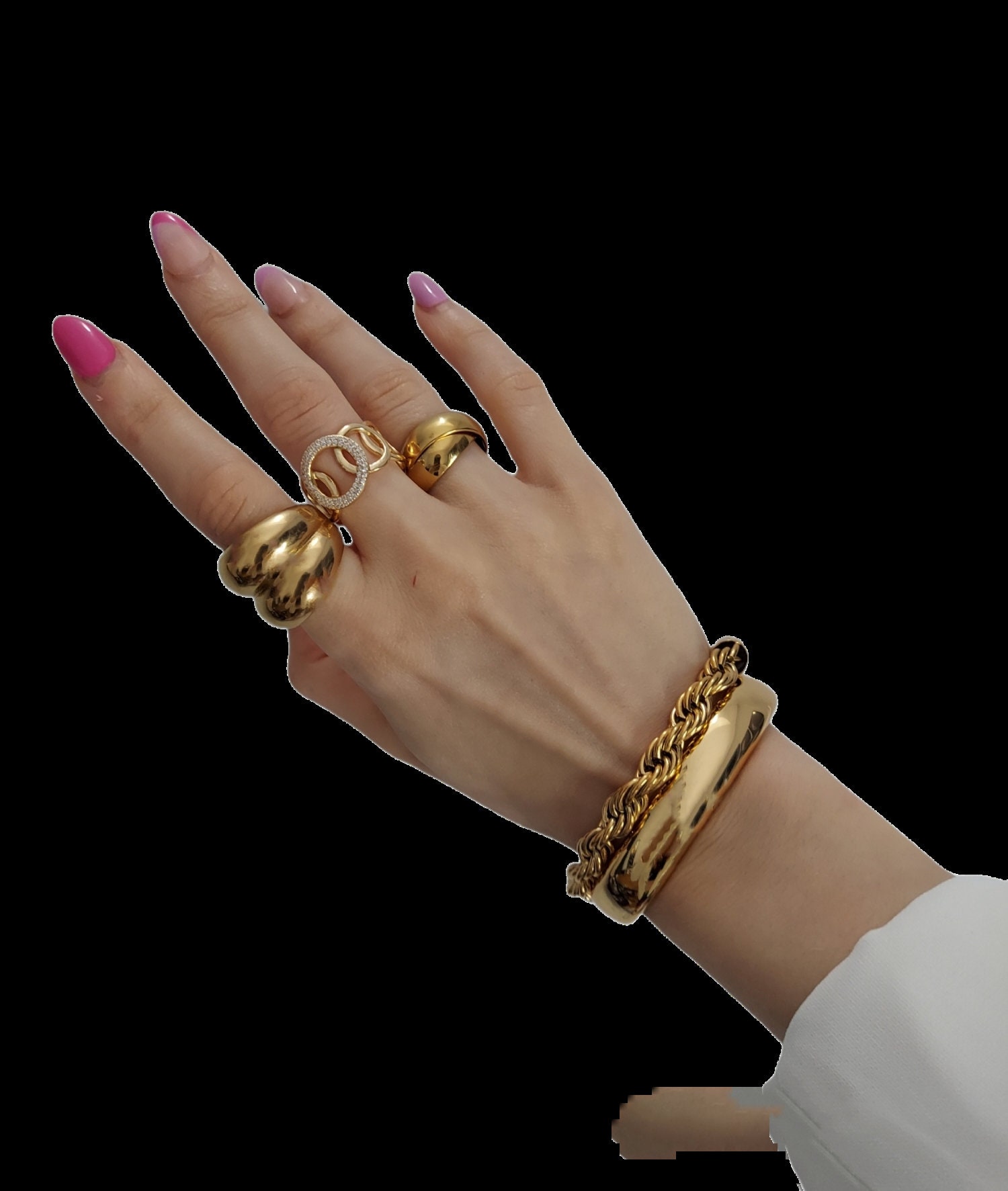 Chunky Ring, Big Ring, Statement Ring, Gold Ring, Bold Dome Ring, 18K ...