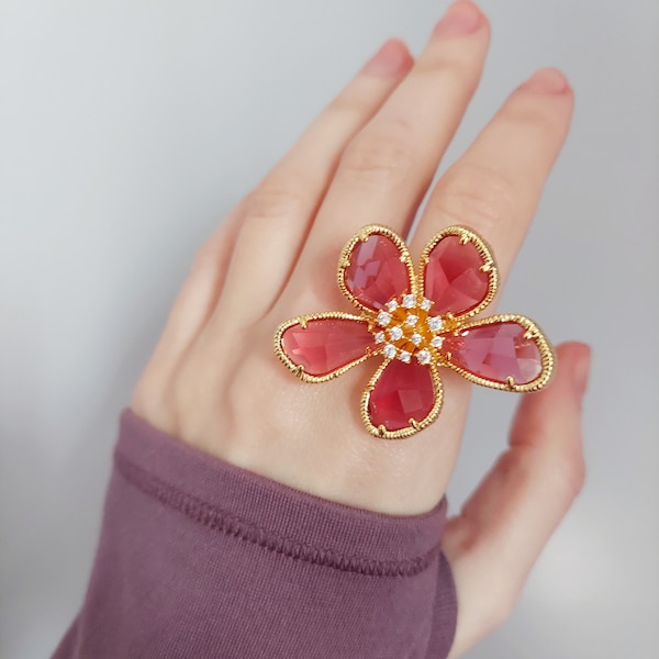 Large Flower Ring - Etsy