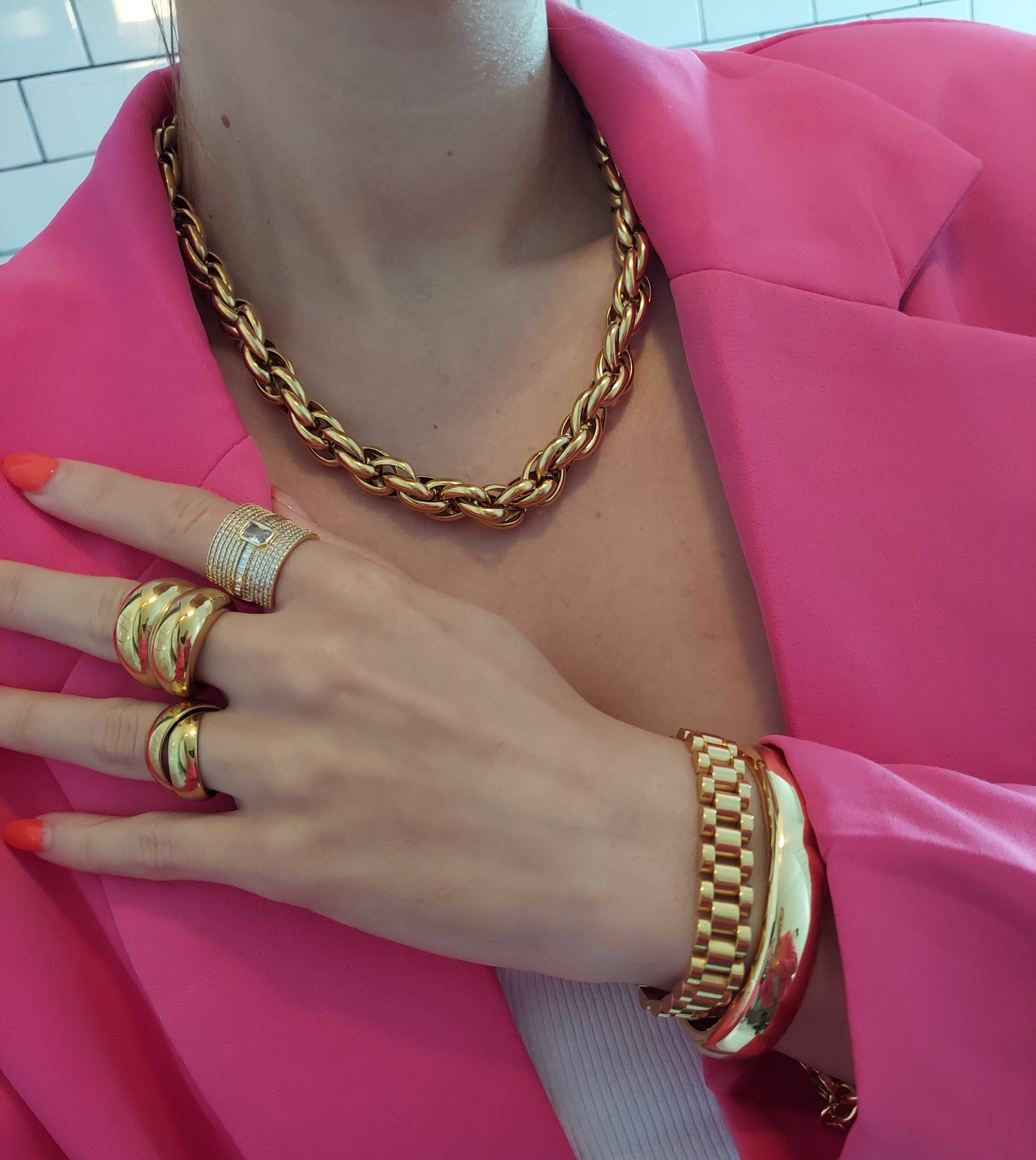 Chunky Ring, Big Ring, Statement Ring, Gold Ring, Bold Dome Ring, 18K ...