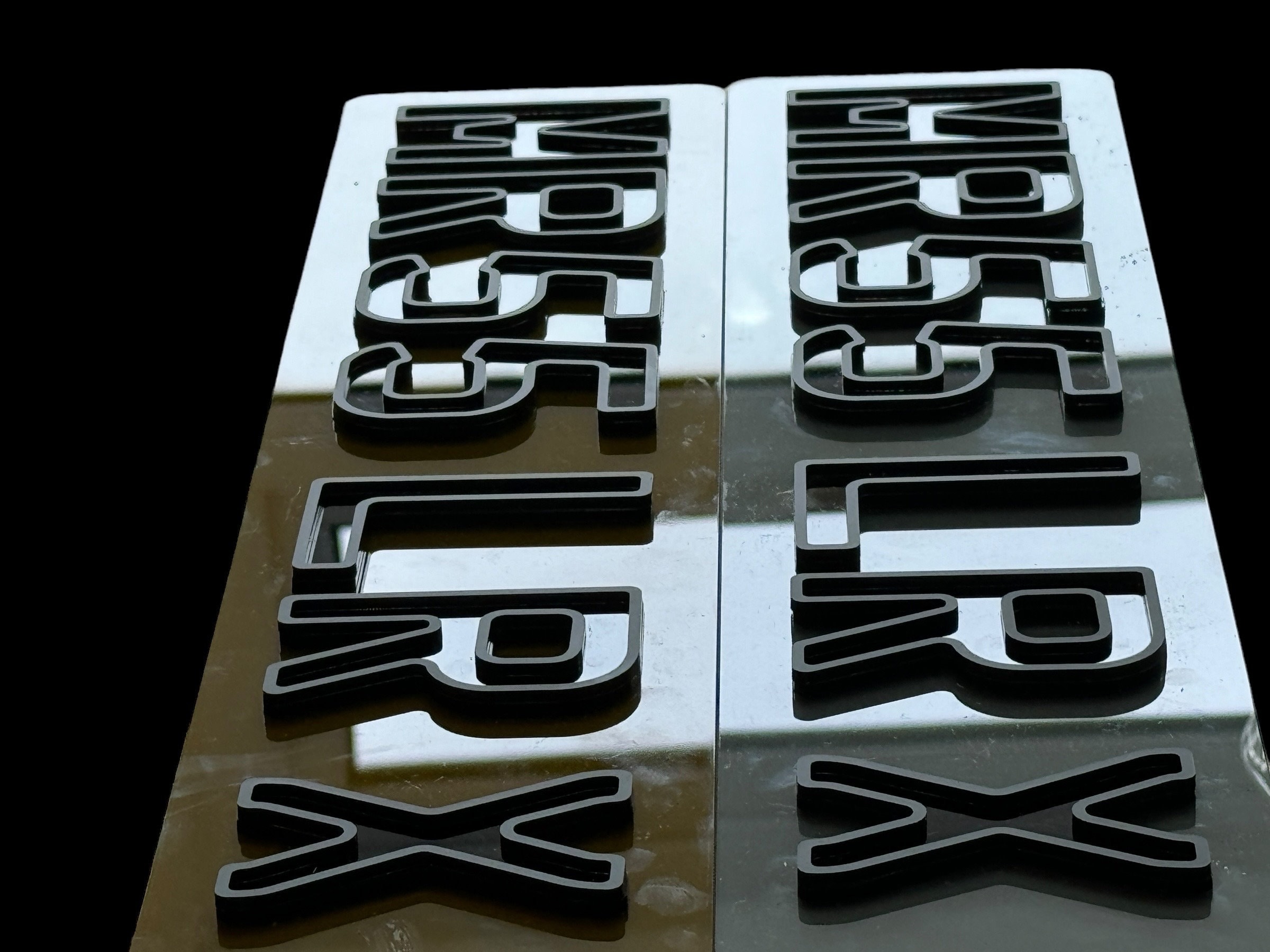 4D Two Tone Ghost X Number Plates Layer of Gloss Blsck 4d Layer of ...