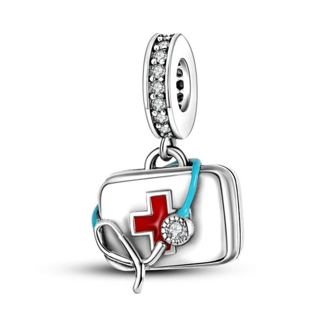 Doctor Dangle Charm, First Aid Kit Charm , Nurse Charm for Bracelet and Necklace, S925 Sterling ...