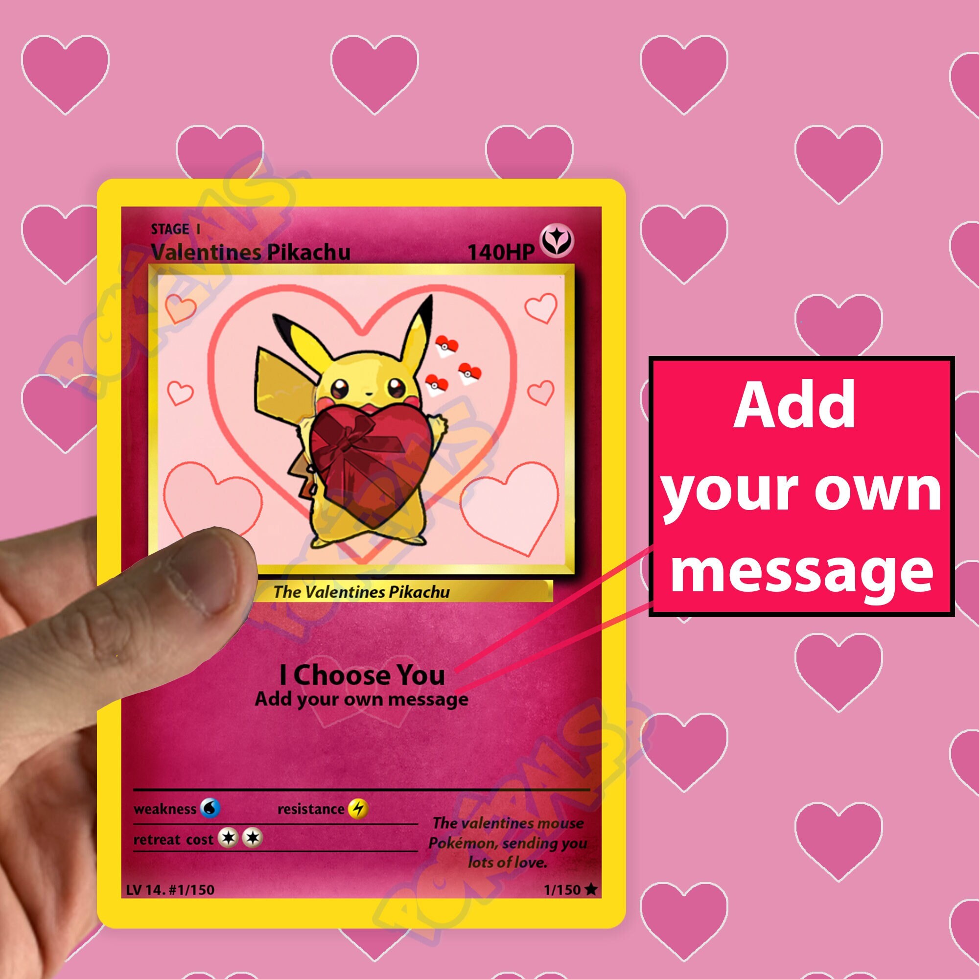 Personalised Valentines Pikachu Pokemon Card in a Graded Case ...