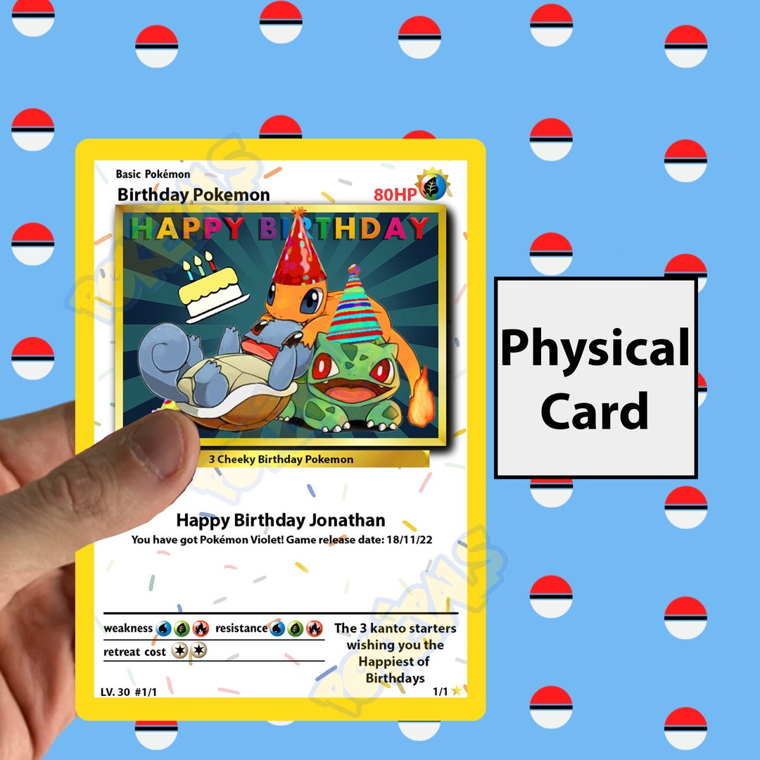 Personalised Birthday Pokemon Card - Customised Physical Card - Add ...