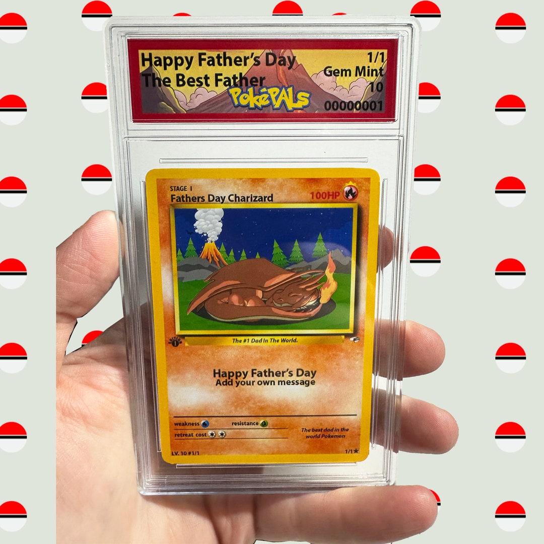 Pokemon Fathers Day Personalised Charizard Card Pixel Art in a Graded ...