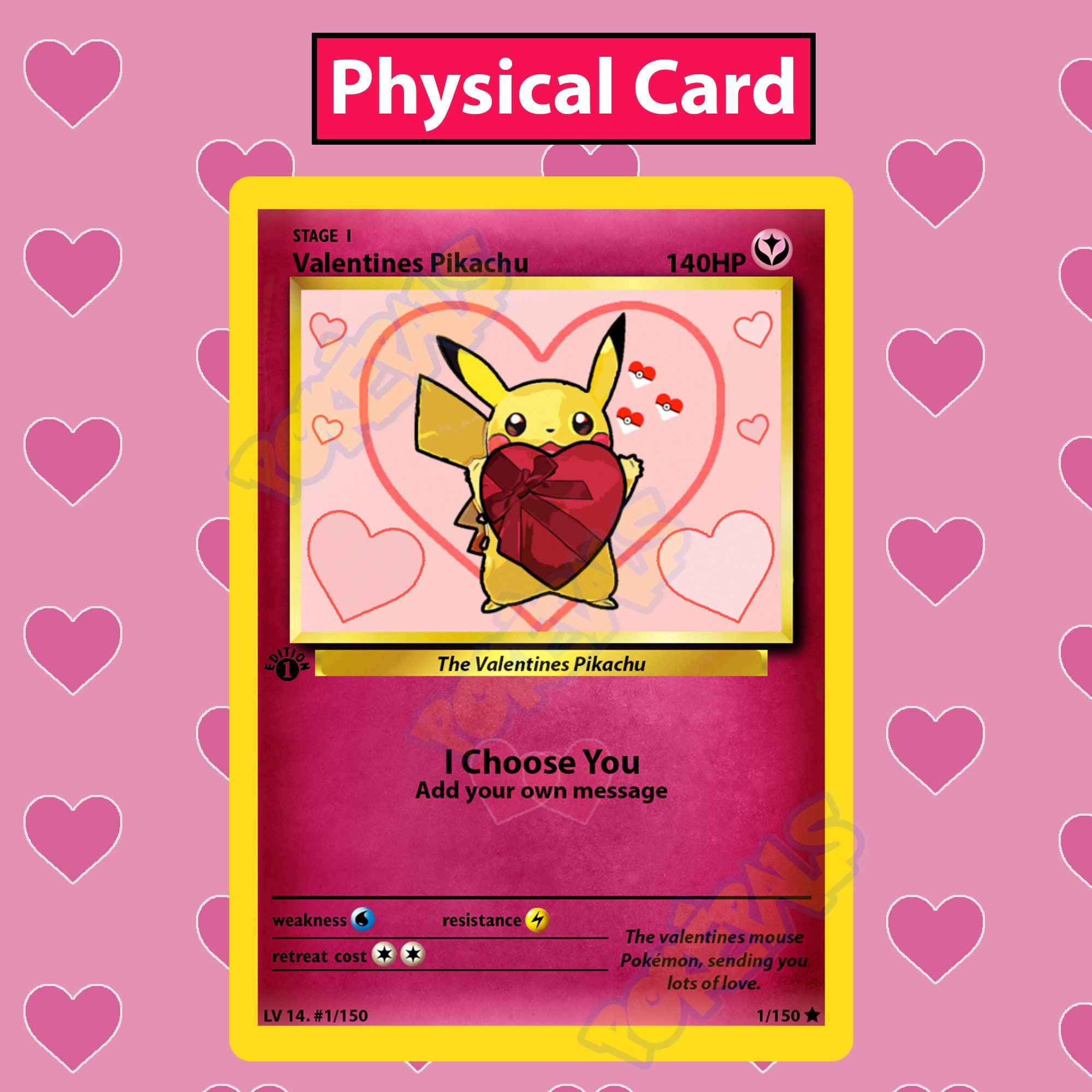 Personalised Valentines Pikachu Pokemon Card in a Graded Case ...