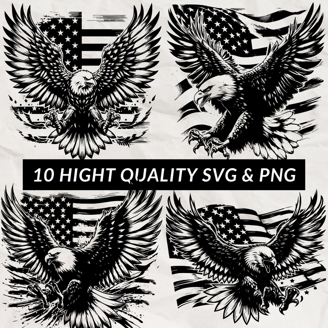 USA Patriotic Flying Eagle Flag SVG / PNG Files, 4th of July Digital ...